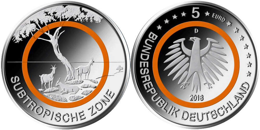 5 Euro Münze Subtropische Zone - Muenzen.eu 5 Euro Münze Subtropische Zone - Muenzen.eu