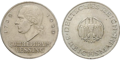 3 Reichsmark Lessing 1929 - J. 335 - Weimarer Republik - Muenzen.eu